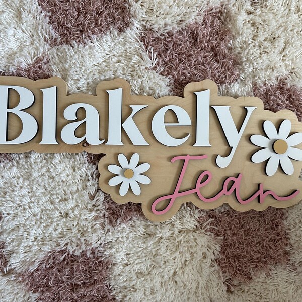Daisy Name Sign, Nursery Name Sign, Daisy Nursery Decor, Name Sign for ...