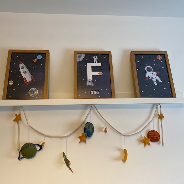 Space Prints Set of 3, Boys Room Decor, Girls Space Theme Decor, Space ...