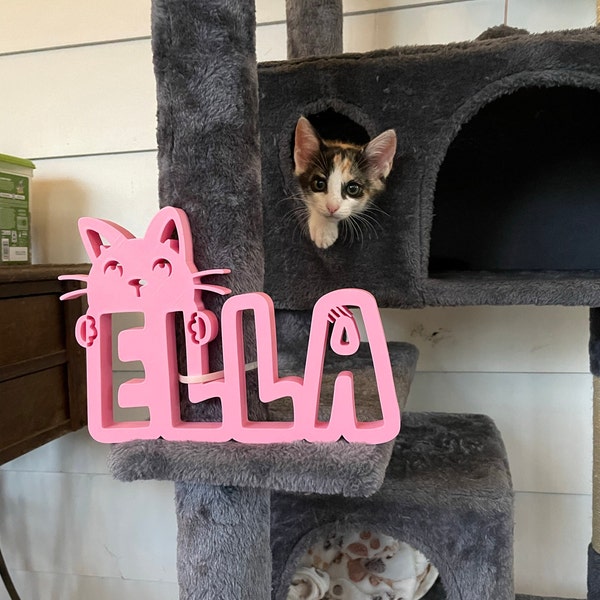 Cat Name Plate - Cat Name Sign - Cat Lover Gift - Veterinarian Gift ...