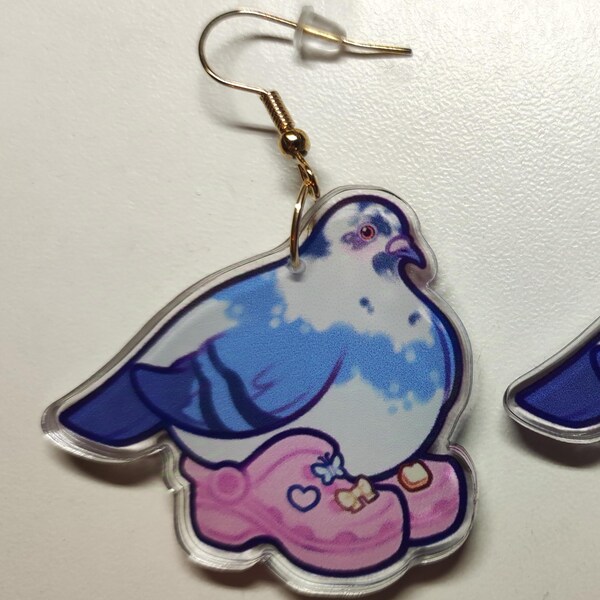 Hatogotchi Shaker Charm | 3" Acrylic Front Side Epoxy | Pigeon Keychain ...