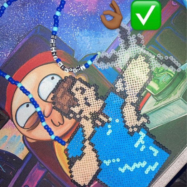 Shrek on T-rex Rave Perler Necklace | Shrek Rave Perler | Rave Perler ...