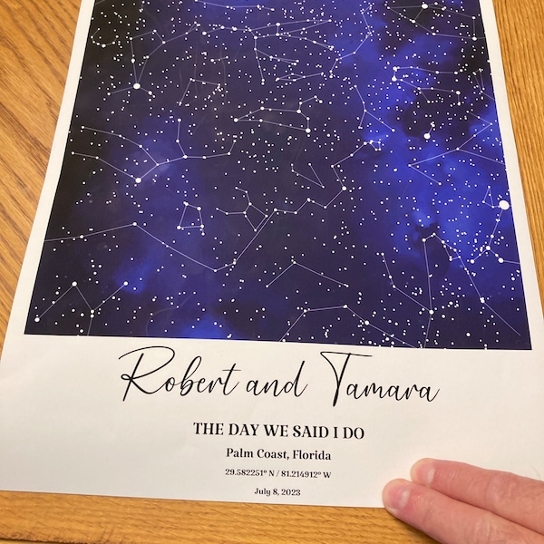 Personalised Star Map Print, Wedding Night Sky, the Day We Married ...
