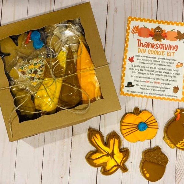 Thanksgiving Decorate Your Own Cookie Kit Instructions Card 4"x5", Kids ...