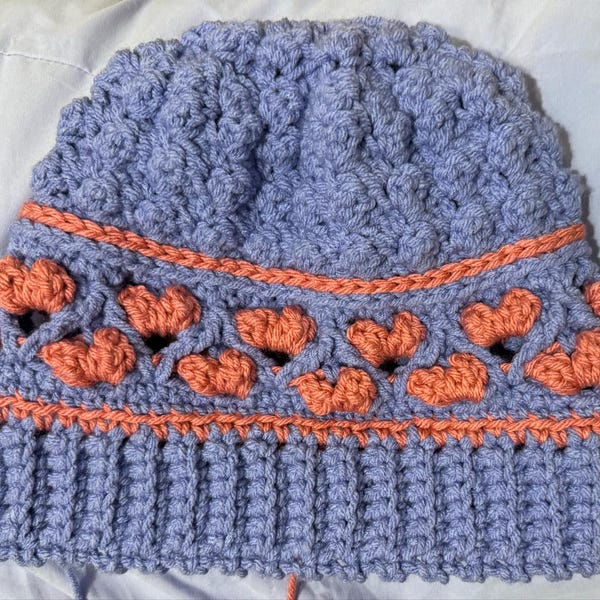 Crochet Heart Hat, Heart Beanie, Heart Toque, Valentine's Day Crochet ...