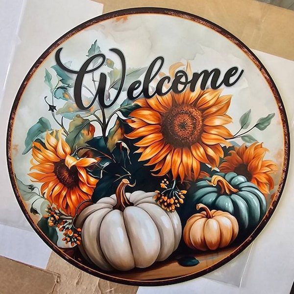 Fall Pumpkin Wreath Sign, Fall Sign, Pastel Pumpkin Wreath Sign, Metal ...