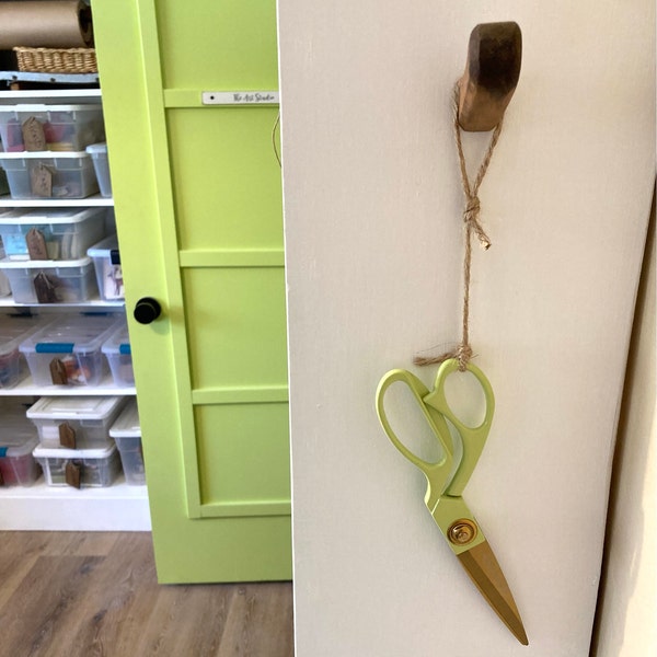 Painted Metal Crafting Scissors W/ Gold Details + Etched Slogan • 7-3/4 ...