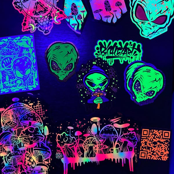 UV Reactive Blacklight Glowing Psychedelic Space Landscape Painting - Etsy