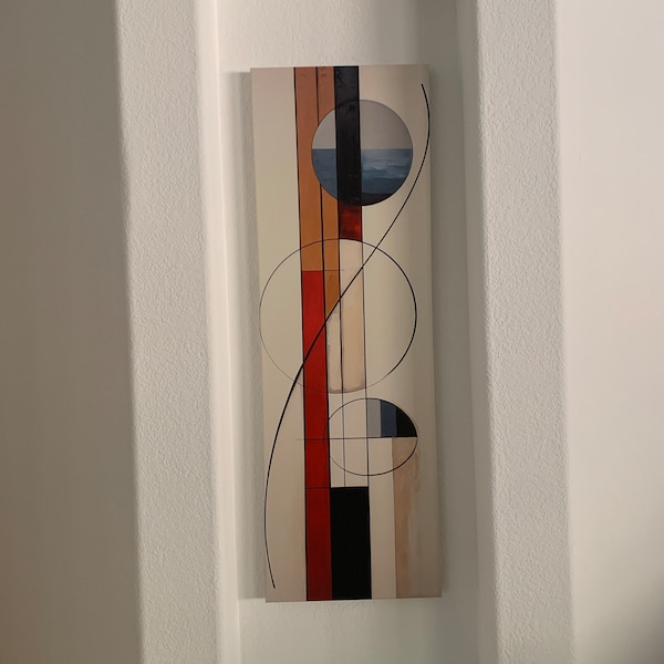 Tall Narrow Mid Century Modern Vertical Wall Art, Stylish Painting ...