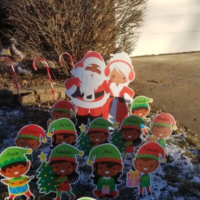 Christmas Decorations, Elf Outdoor Lawn Sign Set, Personalized Name ...