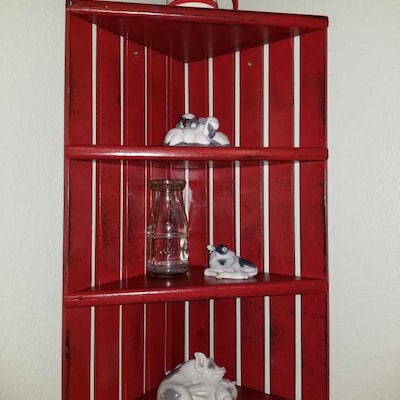 Rustic Shelving' Red Distressed Corner Shelf' Corner Shelving' Corner ...