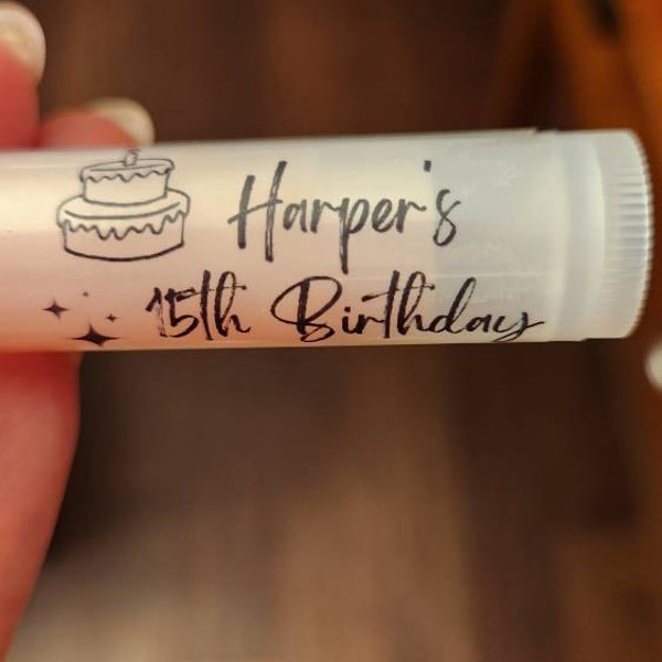 PERSONALIZED Tinted Lip Balms for Birthday Parties, Sweet Sixteen, Baby ...