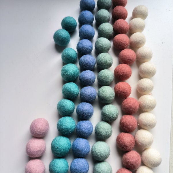 100% Wool Felt Balls With Beads, 50 Pcs, 1 Inch 23mm, Pure Wool ...