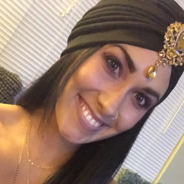 Stunning Gray Turban With Big Silk Flower, Glamorous Headpiece, Fashion ...