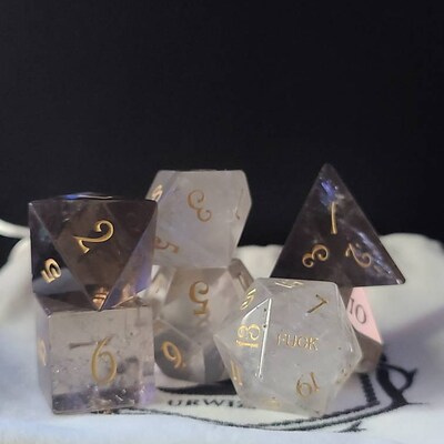 Full Set Smoky Quartz Polyhedral Dice Set Gemstone Set - Etsy