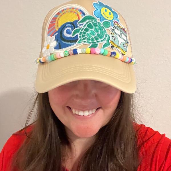 Patch Trucker Hat, Spring Break Accessory, Trendy Hat With Layered ...