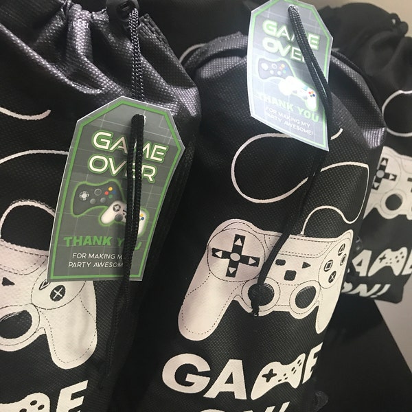 Gamer Party Favor Gift Tags, Video Game Party Gaming Birthday Food ...