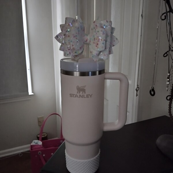 White Reverb Stanley Tumbler Bow Topper Frost Reverb Straw Topper Pink ...