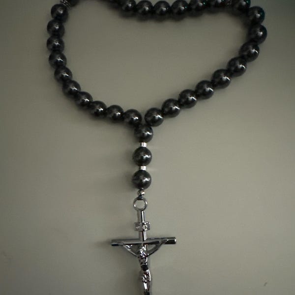 Men's Genuine Shungite Rosary, Catholic Rosaries, Prayer Necklace, Dad ...