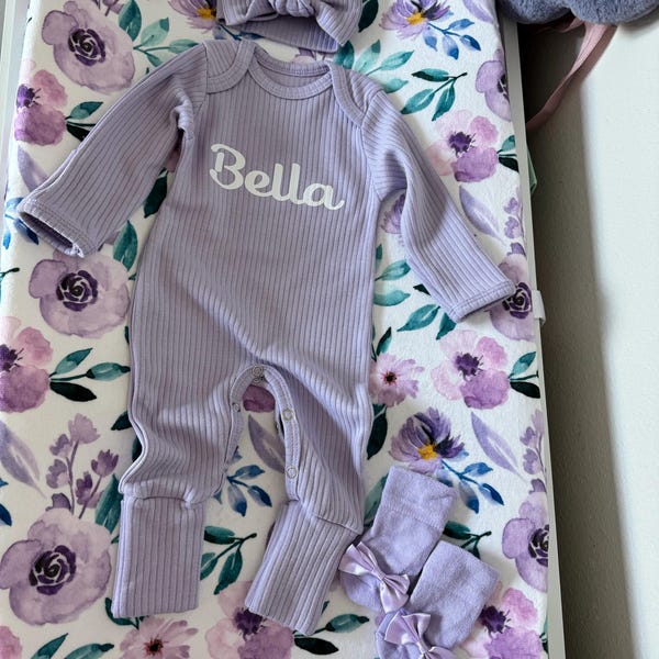 Baby Girl Coming Home Outfit Personalized, Jumpsuit With Fold Over ...