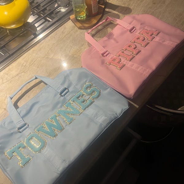 Sewn Patches Tote Bag Personalized Nylon Tote Bag Custom Travel Weekend ...