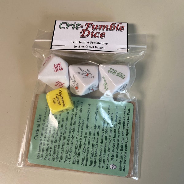 RPG Critical Hit and Fumble Dice Tabletop Gaming Game Roll Random ...