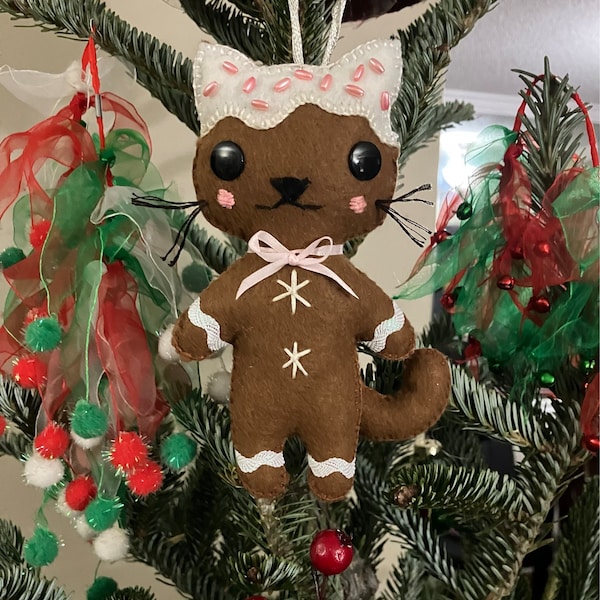 Felt PDF Sewing Pattern - Gingerbread Cat - Pdf Pattern, Christmas ...