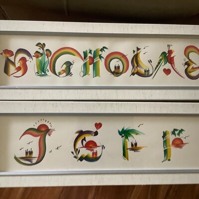 Hand Painted Name Art in Rainbow ENGLISH - Etsy