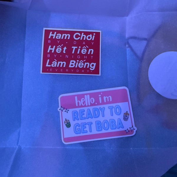 Ready to Get Boba Name Tag Style Sticker | Waterproof Sticker | Hello ...