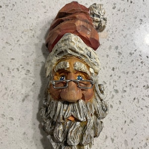 Hand Carved Wood Santa - Etsy