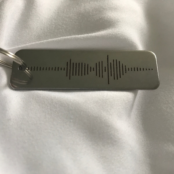 Custom Engraved Sound Wave Key Chain - 63mm X 19mm Rectangle Stainless ...