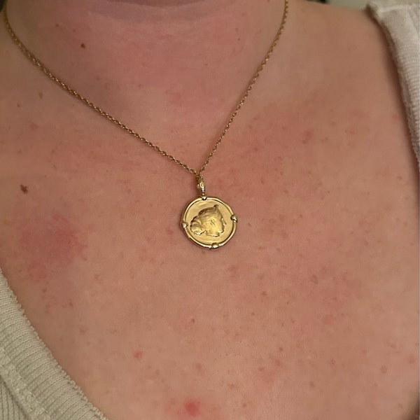 14K Solid Gold Cross NIKA Coin Necklace, Byzantine Cross, Cross Jewel ...