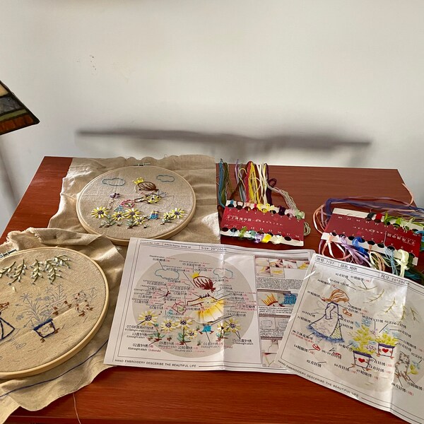 Ribbon Embroidery Kit Modern Embroidery Pattern,child Growth Pattern ...