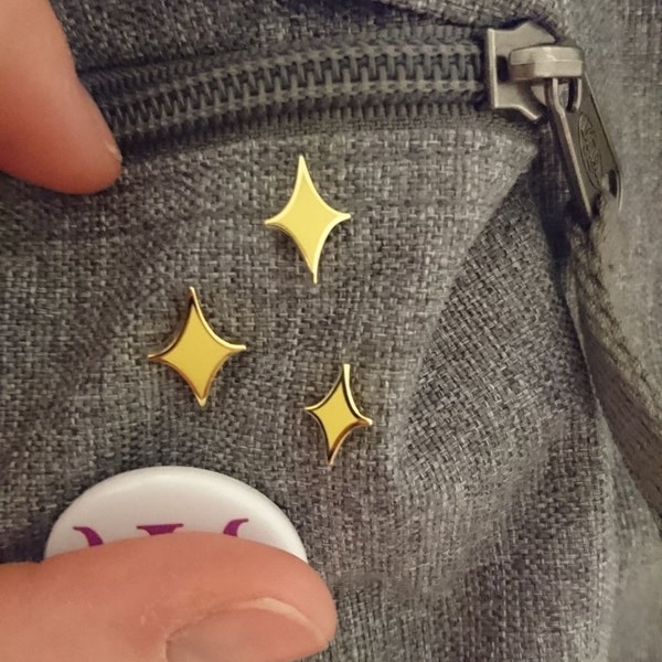 Sparkle Pin Set | Cute Sparkly Stars Brooch Set of 3 | Shiny Emoji Pin ...