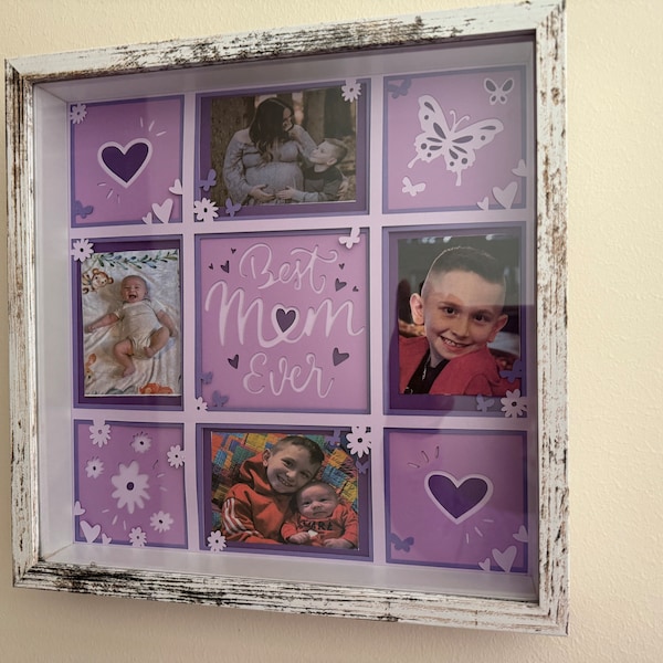 3D Best Mom Ever Shadow Box With Custom Photos, Multi Photo Frame ...