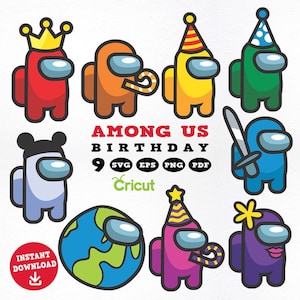 Among Us SVG Layered, Among Us Birthday Clipart, Cut File, Among Us ...