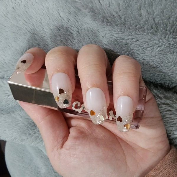 Muichiro Inspired Hand-painted Anime Motif Nails, Reusable Press-on ...
