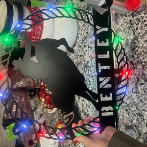 Personalized Girl Hockey Metal Sign, LED Hockey Stick Metal Wall Art ...