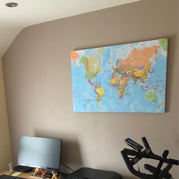 Political World Map Canvas Print – Detailed Cartography Wall Art - Etsy