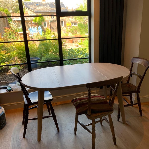 Farmhouse Dining Table, Sustainable Reclaimed Top on Solid Oak Frame ...