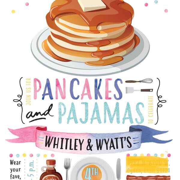 Pancakes and Pajamas Party Banner, Pennant, Triangles, Digital File ...