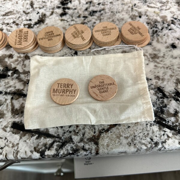 Personalized 1.5" Wood Tokens | 1 or 2-sided | Engraved With Your Own ...