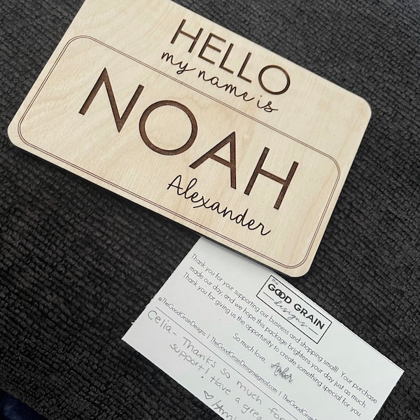 Hello My Name is Baby Name Sign | Birth Announcement Sign | Wood Sign ...