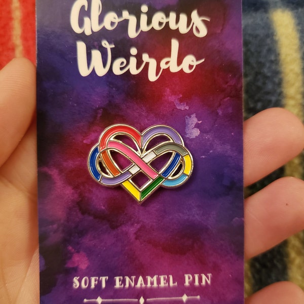 Polyamory Pride, Enamel Pin, Queer Pride, Rainbow Heart, Infinity Heart ...