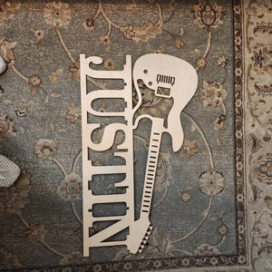 Guitar Name Sign, Nursery Decor, Personalized Wood Sign, Music Gift ...