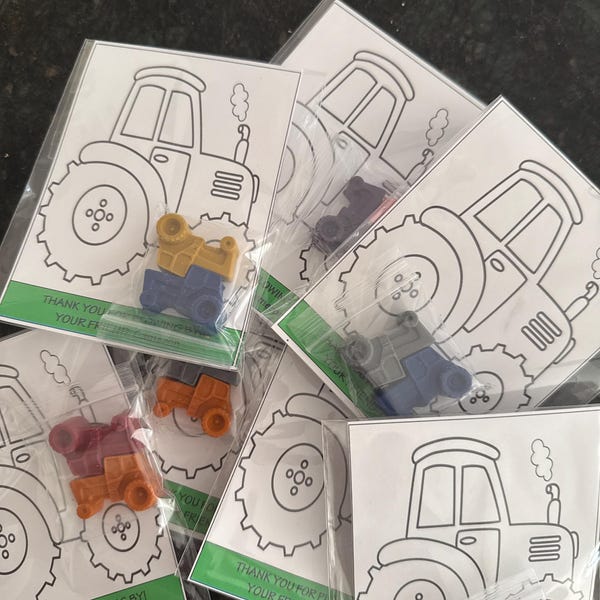 Farm Tractor Themed Coloring Party Favors , Personalized Crayons, Pig ...
