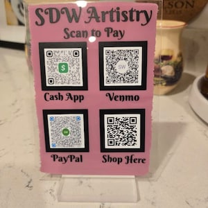 6 QR Codes Sign With Business Card Holder Social Media Signs Payment ...