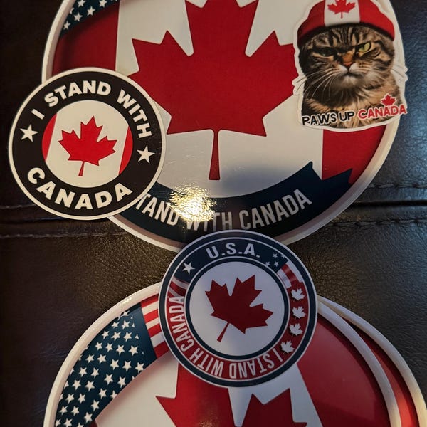 We Are Canadian Elbows Up! Angry Beaver Flying Goose Bumper Sticker ...