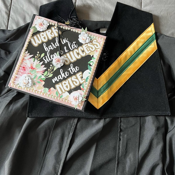 Printable Grad Cap Topper, DIY Graduation Cap Topper, Work Hard in ...