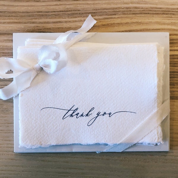 Deckled Edge Cards - Handmade Paper, Branch Design, Ethereal, Thank You ...