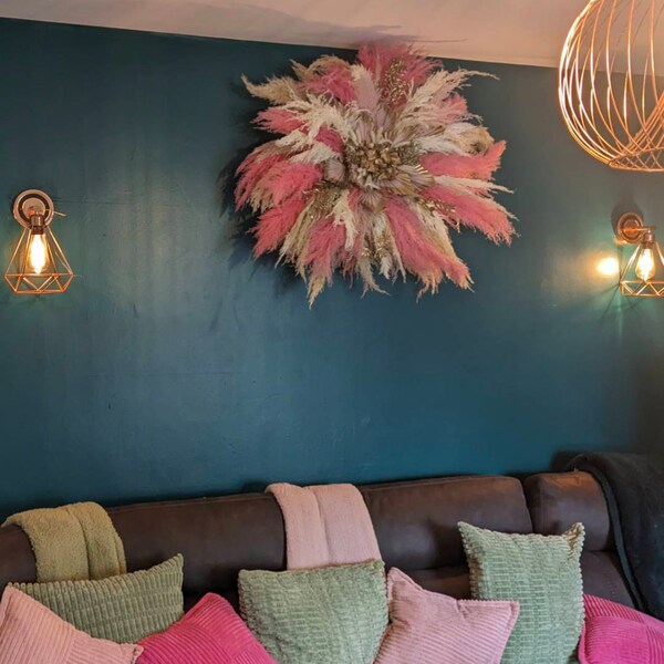 Pampas and Palm Wall Installation 80cm EASY Installation Salon Decor ...